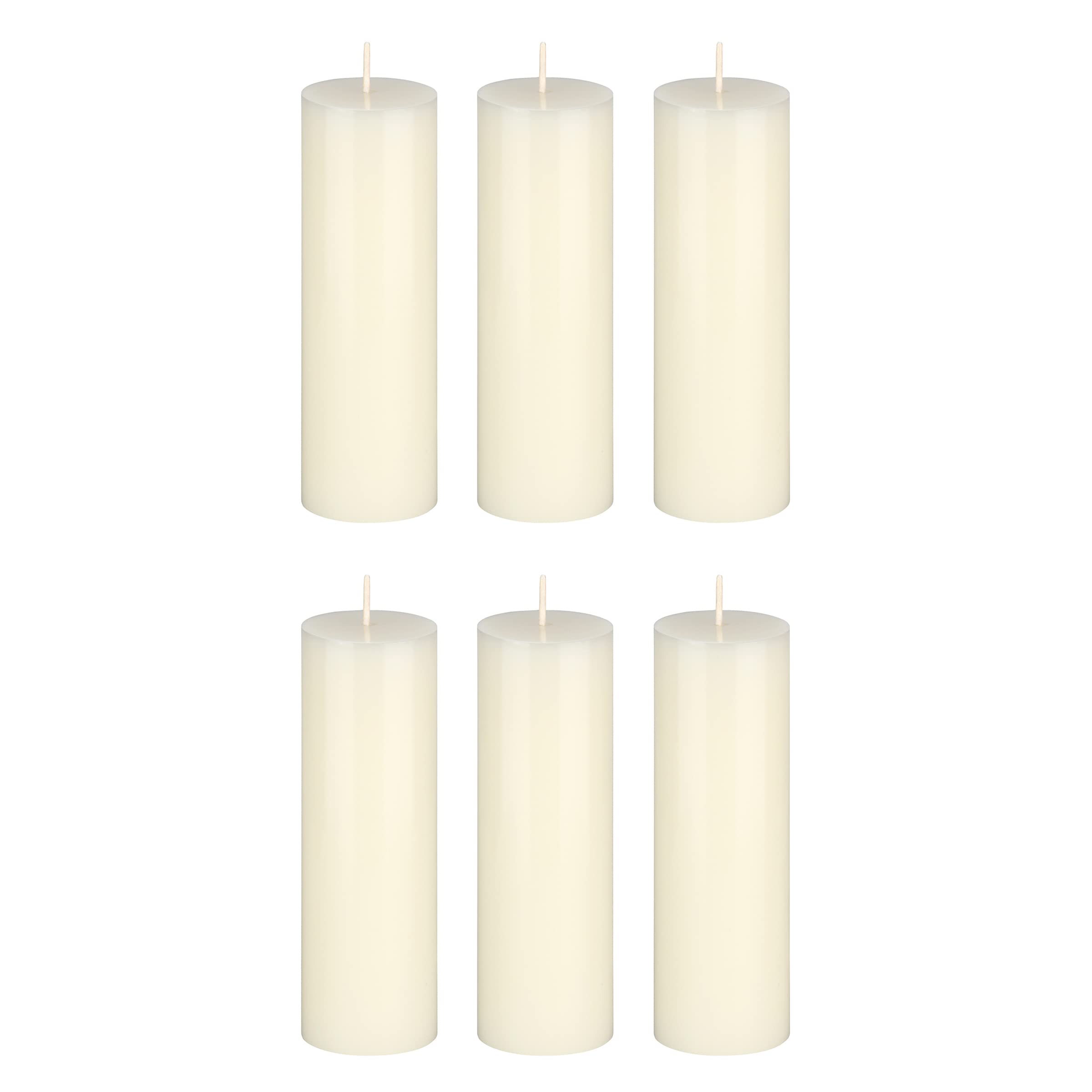 Mega Candles 6 pcs Unscented Ivory Round Pillar Candle, Hand Poured Premium Wax Candles 2 Inch x 6 Inch, Home Décor, Wedding Receptions, Baby Showers, Birthdays, Celebrations, Party Favors & More