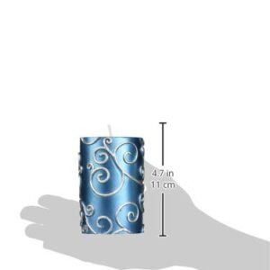 Zest Candle Pillar Candles, 3 by 4-Inch, Blue Scroll