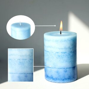 FLAVCHARM Scented Pillar Candles, Blue Candles for Home Scented, Lilac Garden Scented Candles, Long-Lasting Candles Scented Gifts for Women, Wedding Decorations, Bathroom Decor, 3x4 inch Candles