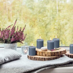 BOLSIUS 4 Pack Twilight Blue Rustic Pillar Candles - 2.75 X 3.25 inches - Premium European Quality - includes Natural Plant-Based Wax - Unscented Dripless Smokeless 35 Hour Party Décor Candles