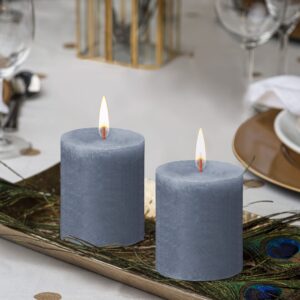 BOLSIUS 4 Pack Twilight Blue Rustic Pillar Candles - 2.75 X 3.25 inches - Premium European Quality - includes Natural Plant-Based Wax - Unscented Dripless Smokeless 35 Hour Party Décor Candles