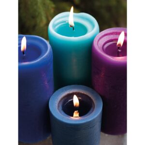 CANDWAX 3x6 Pillar Candles Set of 3 - Decorative Rustic Candles Unscented and No Drip Candles - Ideal as Wedding Candles or Large Candles for Home Interior - Blue Candles