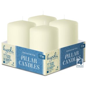 HYOOLA Ivory Pillar Candles 2x3 Inch - Unscented Pillar Candles - Set of 4 - European Made