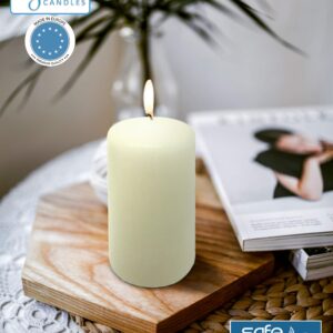 HYOOLA Ivory Pillar Candles 2x3 Inch - Unscented Pillar Candles - Set of 4 - European Made