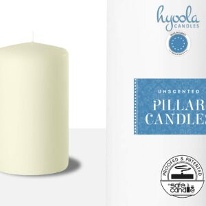 HYOOLA Ivory Pillar Candles 2x3 Inch - Unscented Pillar Candles - Set of 4 - European Made