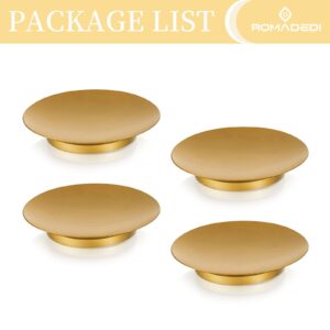 Romadedi Iron Plate Candle Holder, Gold Candle Holders for Pillar Candles, Set of 4 Small Candle Tray, Pillar Candle Holder Plate Metal Candle Stand for Coffee Table Decor, Wedding, Party, Home Decor