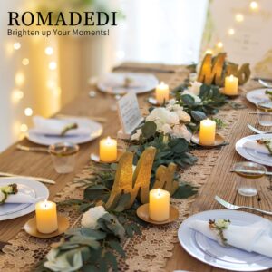 Romadedi Iron Plate Candle Holder, Gold Candle Holders for Pillar Candles, Set of 4 Small Candle Tray, Pillar Candle Holder Plate Metal Candle Stand for Coffee Table Decor, Wedding, Party, Home Decor