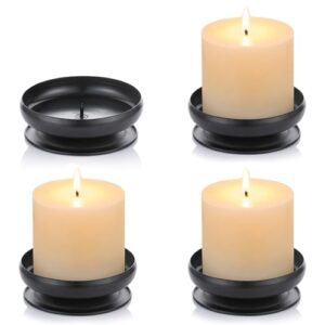 pcs of 4 spike candle holder iron candle plate pillar candle holder, black, decorative iron pillar candle plate, 3.6" diameter pedestal candle stand for led & wax candles, incense cones, spa, weddings