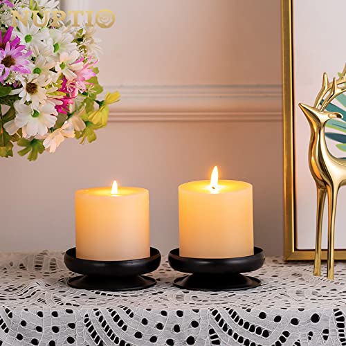 Pcs of 4 Spike Candle Holder Iron Candle Plate Pillar Candle Holder, Black, Decorative Iron Pillar Candle Plate, 3.6" Diameter Pedestal Candle Stand for LED & Wax Candles, Incense Cones, Spa, Weddings