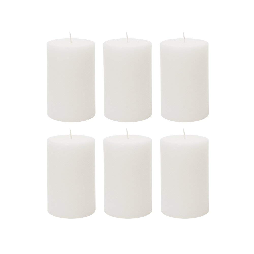 Mega Candles - Unscented 2 inch x 3 inch Hand Poured Round Premium Pillar Candle, White, Set of 6