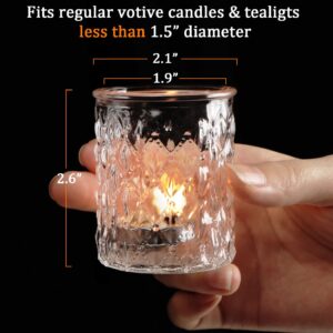 NITIME 12pcs Votive Candle Holders, Clear Glass Candle Holder in Bulk, Tealight Candle Holder for Wedding Decor, Table Centerpiece, Home Decor and Holiday Decor