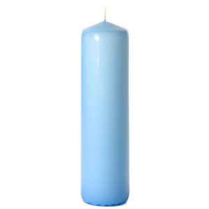 kys pack of 2, pressed 3" x 12" pillar candles unscented light blue for weddings, home & event decoration, relaxation, made in us