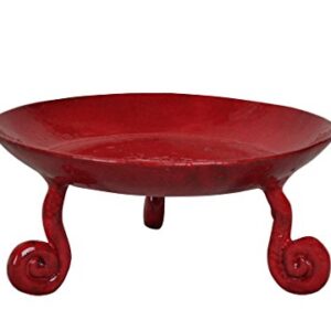 Lalhaveli Red Hand Painted Small Iron Pillar Candle Stand, 4.5" Tall 2" Candle Plate Votive Candle Holders Stand Decorative