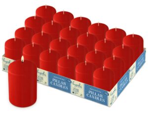 hyoola red pillar candles 2x3 inch - 24 pack unscented bulk pillar candles - european made