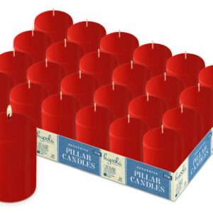 HYOOLA Red Pillar Candles 2x3 Inch - 24 Pack Unscented Bulk Pillar Candles - European Made