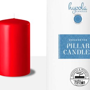 HYOOLA Red Pillar Candles 2x3 Inch - 24 Pack Unscented Bulk Pillar Candles - European Made