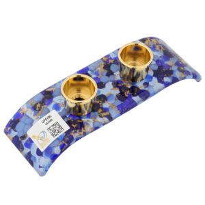 glassofvenice murano glass shabbat candle holder - blue