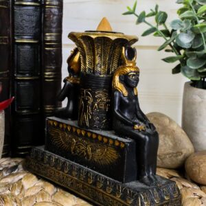 Ebros Ancient Classical Egyptian Black and Gold Seated Isis and Osiris Pillar Candle Holder Figurine Candleholder Home Decor Statue As Decorative Sculpture Gods and Goddesses of Egypt Collectible