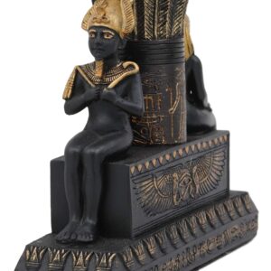 Ebros Ancient Classical Egyptian Black and Gold Seated Isis and Osiris Pillar Candle Holder Figurine Candleholder Home Decor Statue As Decorative Sculpture Gods and Goddesses of Egypt Collectible