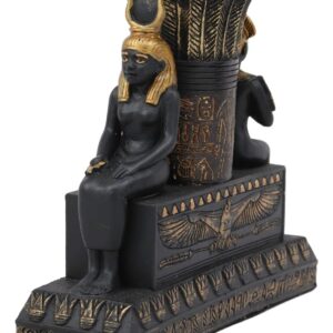 Ebros Ancient Classical Egyptian Black and Gold Seated Isis and Osiris Pillar Candle Holder Figurine Candleholder Home Decor Statue As Decorative Sculpture Gods and Goddesses of Egypt Collectible