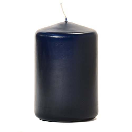 KYS Pack of 2, Pressed 3" x 4" Pillar Candles Unscented Navy for Weddings, Home & Event Decoration, Relaxation, Made in US