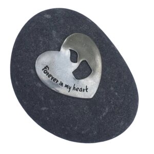 whitney howard designs sympathy remembrance gift - forever in my heart on a river stone with candle motif - add to a memorial garden to commemorate the loss of a loved one