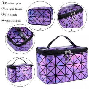 UBMSA Makeup Bag,Travel Bag Essentials with Mirror for Women Girls Gifts,Cosmetics Bag Case Storage,Travel Size Toiletries for Brush Jewelry Organizer Accessories (Purple)