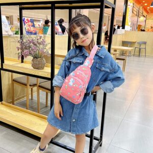 Hiflyer Kids Crossbody Bag Kids Sling Bags, Small Nylon Sling Bag for Kids Travel Bag for Kids, Cartoon Sling Bag for Kids (Pink)