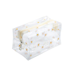 uuyyeo clear flower makeup bags transparent floral cosmetic bag travel wash bag waterproof toiletry storage pouch for women girls daisy