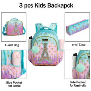 MOHCO Kids Backpack 17inch with Lunch Bag and Pencil Case Lightweight School Backpack for Teens, Girls, Boys, Elementary and Middle school