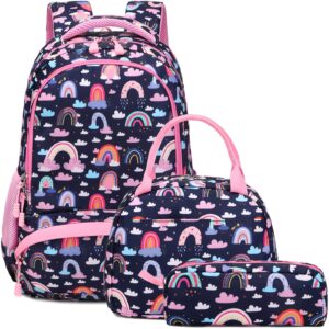 meisohua kids backpacks for girls rainbow backpacks primary school backpack set with lunch tote 3 in 1 school bags for girls