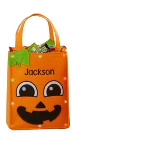 personalization universe personalized pumpkin embroidered led light up halloween treat bag,halloween candy,trick or treating