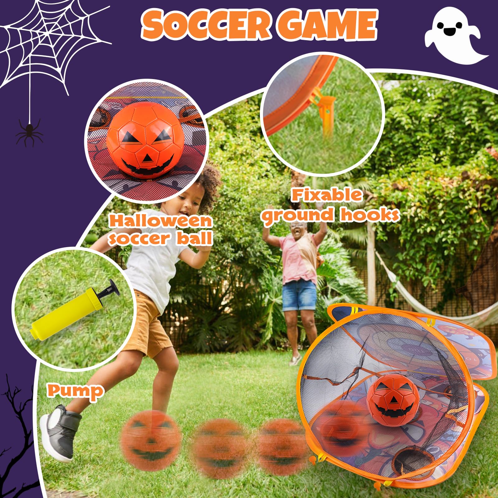 3-in-1 Halloween Bean Bag Toss Game with Soccer Ball Game, Gentle Darts Game for Kids, Collapsible Bean Bag Toss Game for Kids, Kids Bean Bag Toss, Halloween Outdoor Game for Kids