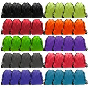 goodtou drawstring backpack 40 pcs cinch bags drawstring bags bulk nylon draw string sport bag, 10 colors