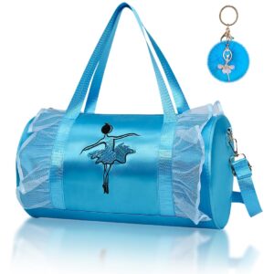 moonmo cute ballet dance bag girlstutu dress dance bag, girls lightweight dreamy bag ballerina dance bag (blue dance girl)