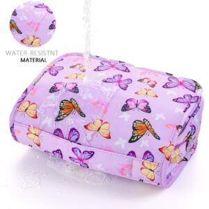 Vipdeal Kids Hanging Toiletry Bag for Girls, Travel Toiletry Bag for Little Young Girls Cosmetic Makeup Waterproof Wash Bag Toddler Traveling Toiletries, Butterfly Purple