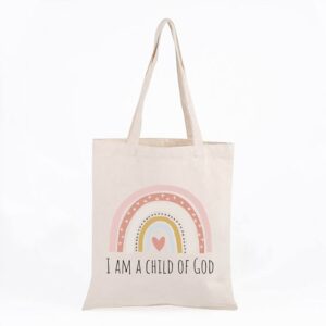 WCGXKO Religious Gift Goddaughter Gifts I am a Child of God First Communion Gifts Baptism Gifts for Godchild (I am a Child of God tote)