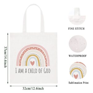 WCGXKO Religious Gift Goddaughter Gifts I am a Child of God First Communion Gifts Baptism Gifts for Godchild (I am a Child of God tote)