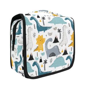 hanging travel toiletry bag kit makeup case cosmetics organizer for men women (kids cartoon dinosaurs)