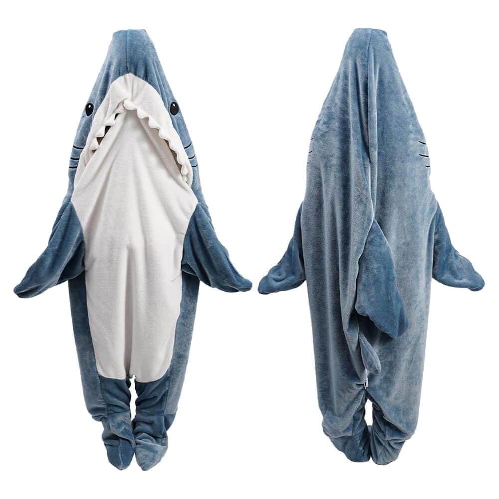 Shark Blanket Hoodie Kid, Wearable Shark Blanket, Shark Sleeping Bag, Soft Cozy Warm Flannel Hoodie, Shark Blanket Onesie Kids(S)