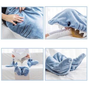 Shark Blanket Hoodie Kid, Wearable Shark Blanket, Shark Sleeping Bag, Soft Cozy Warm Flannel Hoodie, Shark Blanket Onesie Kids(S)