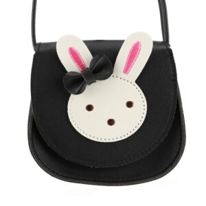 Ondeam Little Rabbit Ear Bow Crossbody Purse,PU Shoulder Handbag for Kids Girls Toddlers(Black)