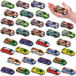 vileafy 34 cool party favors for kids goodie bags stuffers- metal pull back race cars 3" for kids birthday party favors, and carnival prize for toddlers 3-5 years old