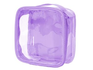 ezpacking clear tsa approved 3-1-1 travel toiletry bag for carry on/quart size transparent liquids pouch for airport security/reusable see through vinyl & pvc plastic organizer men women (lilac)