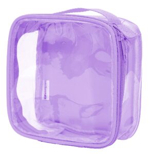 EzPacking Clear TSA Approved 3-1-1 Travel Toiletry Bag for Carry On/Quart Size Transparent Liquids Pouch for Airport Security/Reusable See Through Vinyl & PVC Plastic Organizer Men Women (Lilac)