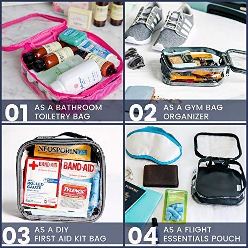 EzPacking Clear TSA Approved 3-1-1 Travel Toiletry Bag for Carry On/Quart Size Transparent Liquids Pouch for Airport Security/Reusable See Through Vinyl & PVC Plastic Organizer Men Women (Lilac)