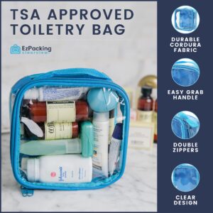 EzPacking Clear TSA Approved 3-1-1 Travel Toiletry Bag for Carry On/Quart Size Transparent Liquids Pouch for Airport Security/Reusable See Through Vinyl & PVC Plastic Organizer Men Women (Lilac)