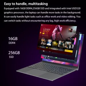 Morostron 15.6" full Metal Laptop Quad-Core Processor, 16GB LPDDR4 RAM 256GB SSD and 1080P FHD IPS, Win11 Laptop Computer with Backlit Keyboard and finger print Touch ID, AC WiFi,Gray