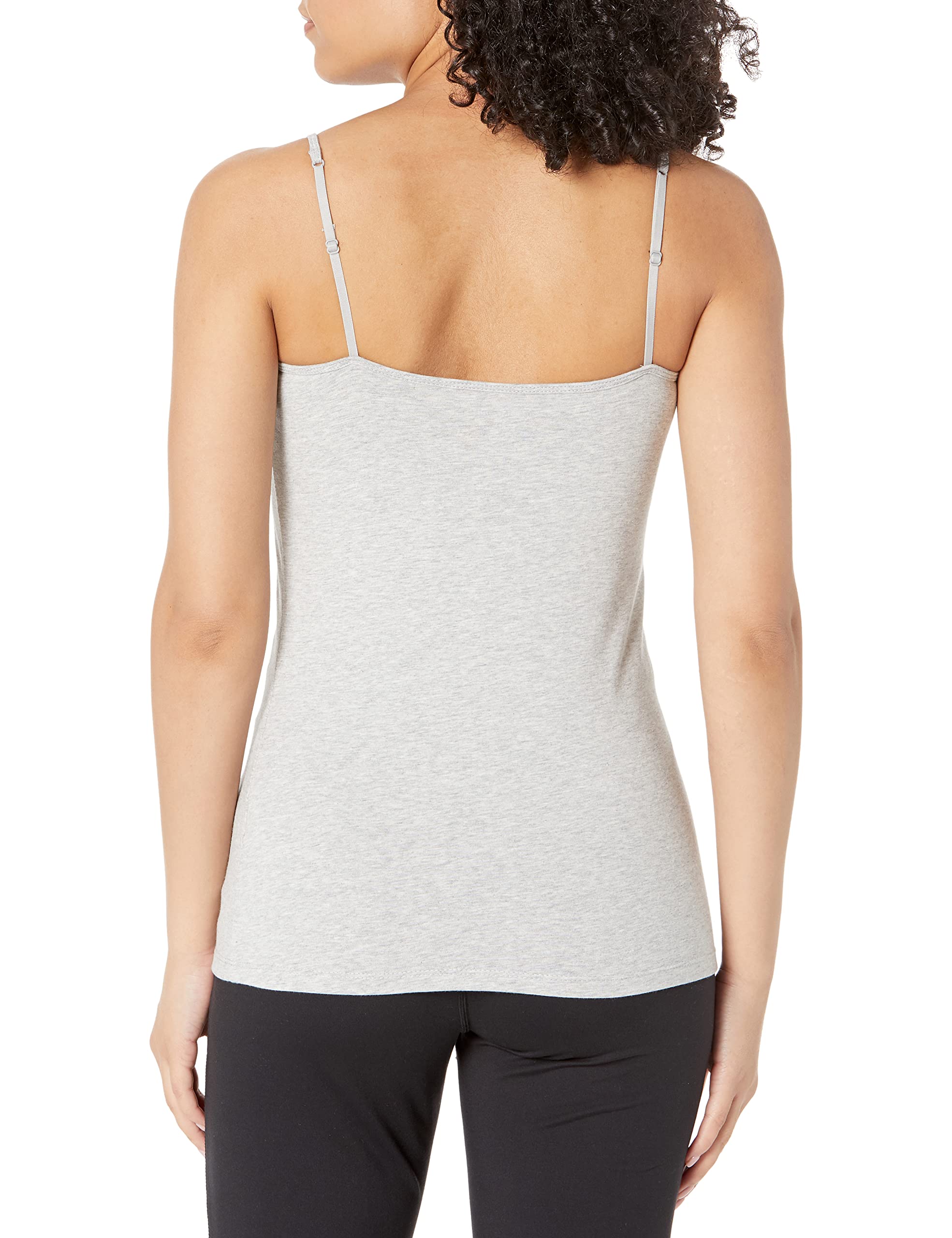 Amazon Essentials Women's Slim-Fit Camisole, Pack of 4, Black/Charcoal Heather/Light Grey Heather/White, Medium