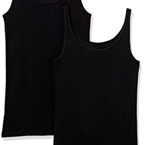 Amazon Essentials Women's Slim-Fit Thin Strap Tank Top, Pack of 2, Black, Medium